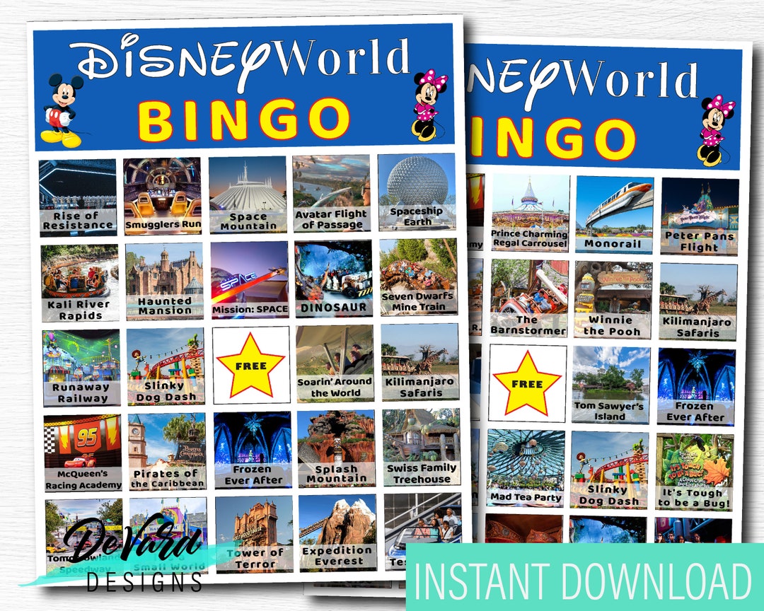 Disneyworld Bingo Game: Theme Park Scavenger Hunt (digital Download) - Etsy