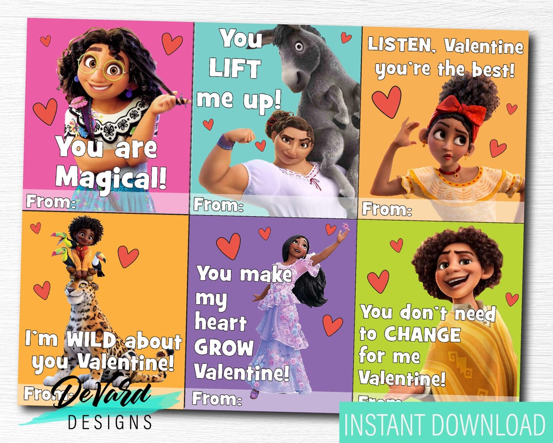 Colorful Magical Family Encanto Valentines Cards -set of 6 Cards ...