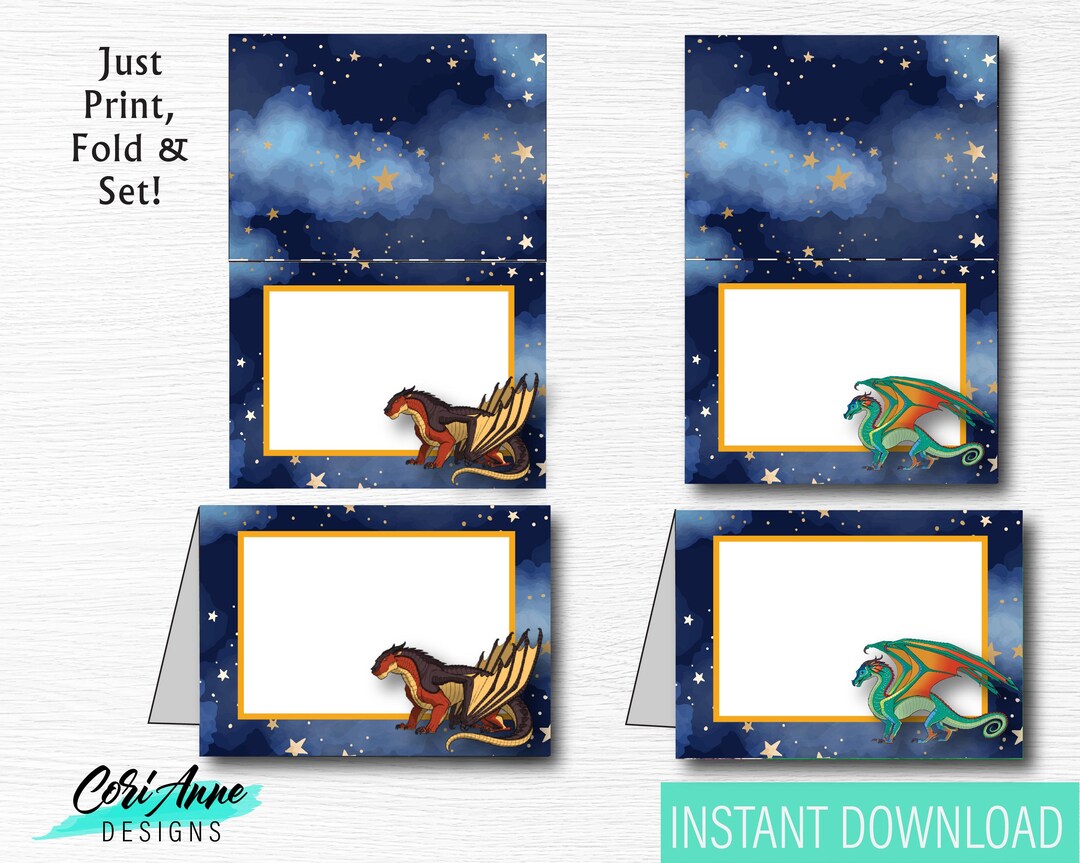 Dragon Birthday Food Cards: Printable Party Decorations (digital ...