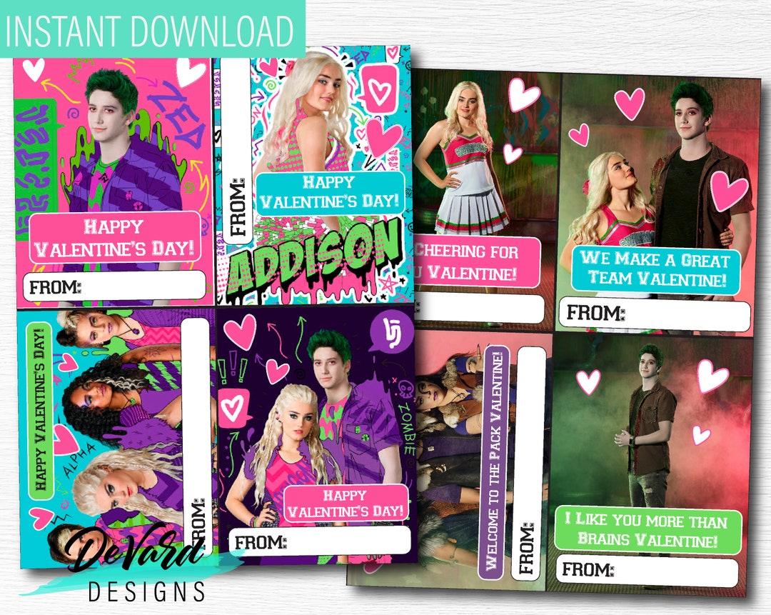 ZOMBIES Movie Valentines Cards: Set of 8 (digital Download) - Etsy