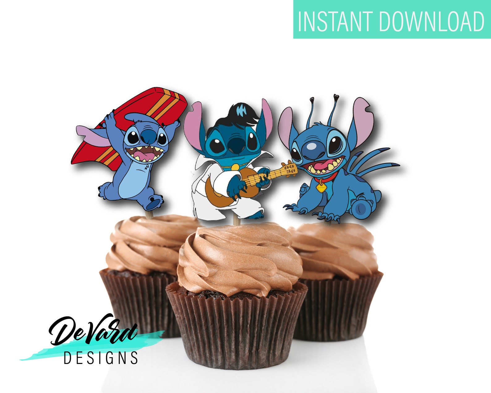 Lilo and Stitch Printable Cupcake Topper-favor Tags Set of 15 - Etsy