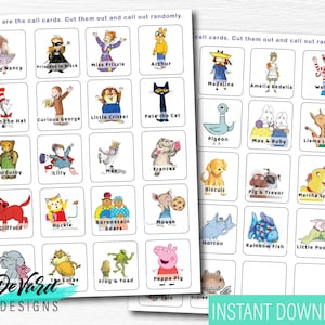 Children's Book Bingo Game: 15 Unique Cards (digital Download) - Etsy