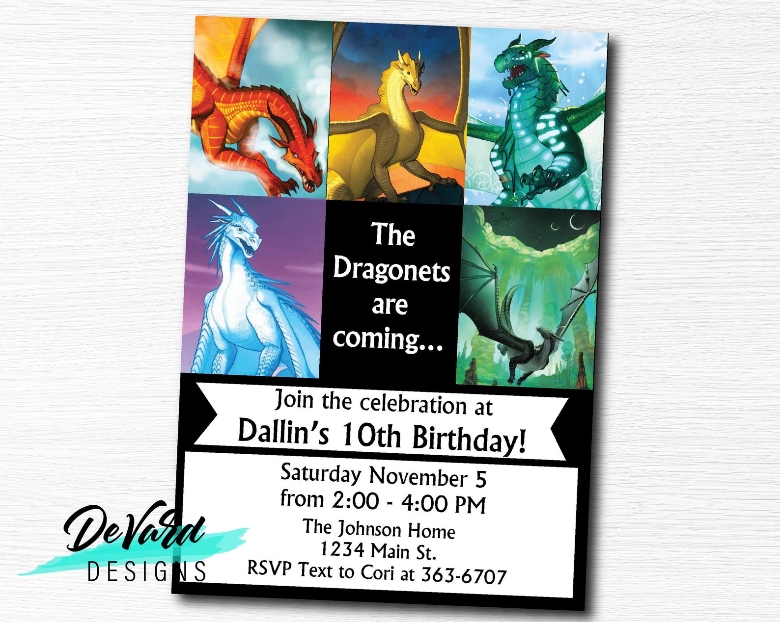 Dragon Invitation Birthday Party Fantasy Invite Dragon - Etsy