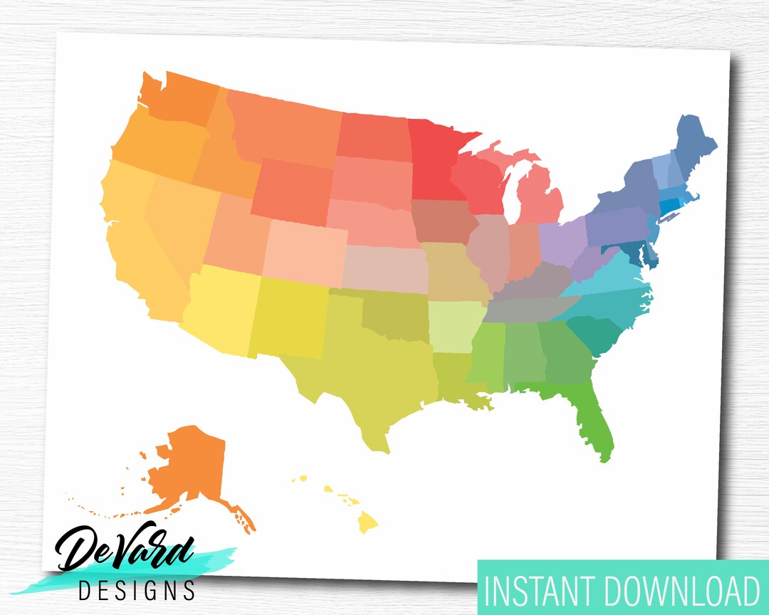 United States of America Colorful Classroom Chart- Instant Download ...