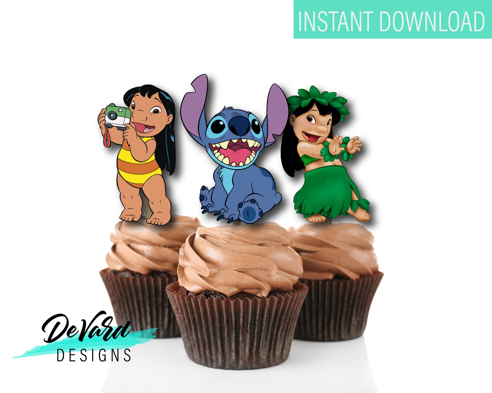 Lilo and Stitch Printable Cupcake Topper-favor Tags Set of 15 - Etsy