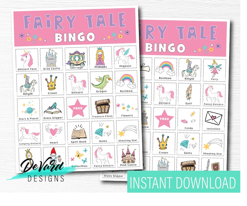 Fairy Tale Bingo Game Set of 15 Cards Call Cards - Etsy