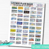 License Plate Game Printable, Kids Road Trip Fun, Road Trip Printable ...