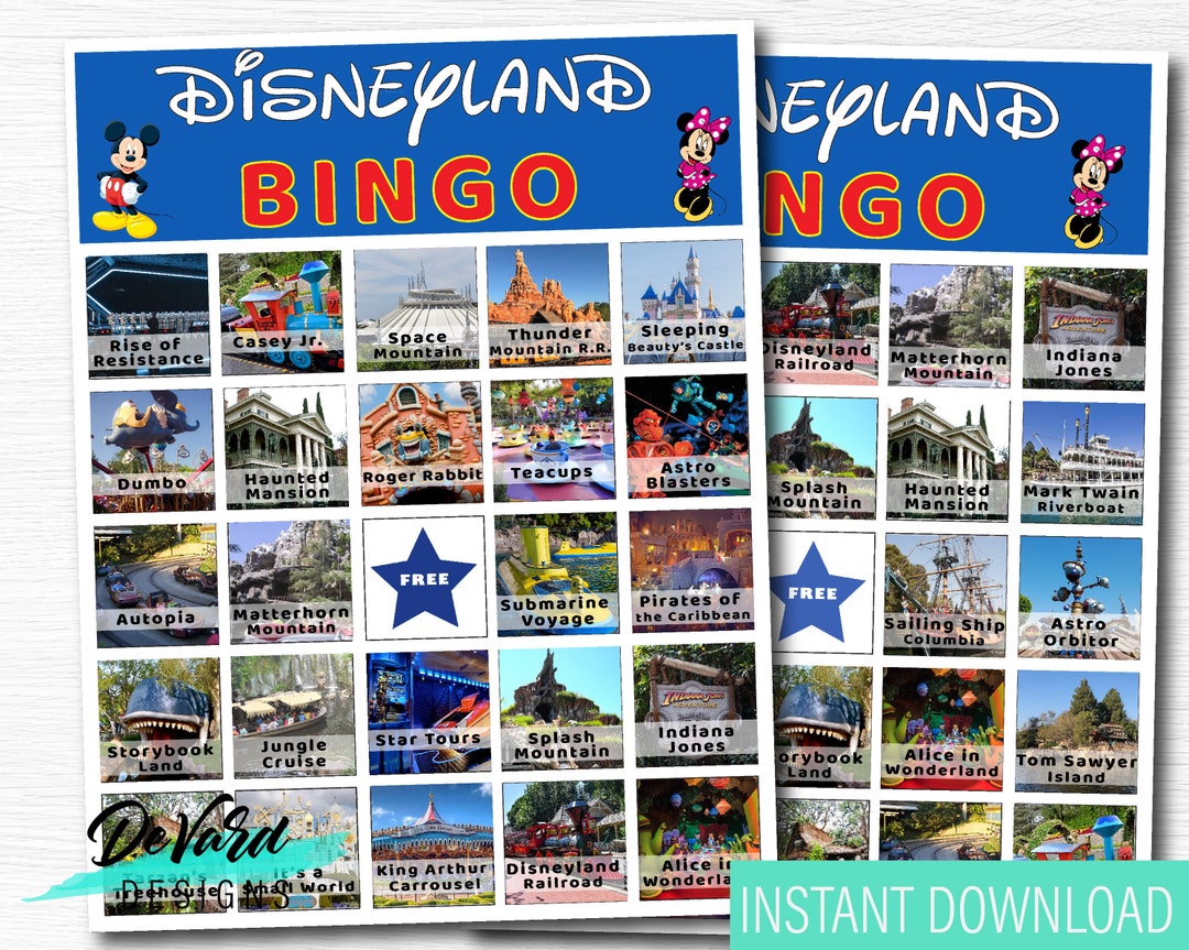 Disneyland Bingo Game: Theme Park Scavenger Hunt (digital Download) - Etsy