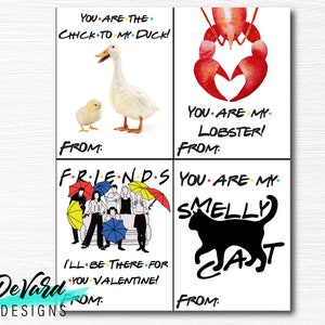 Friends TV Show Valentines Cards -set of 8 Cards - Classroom School ...