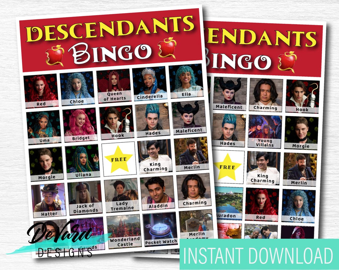 Descendants 2 Bingo Game: 15 Printable Cards (digital File) - Etsy