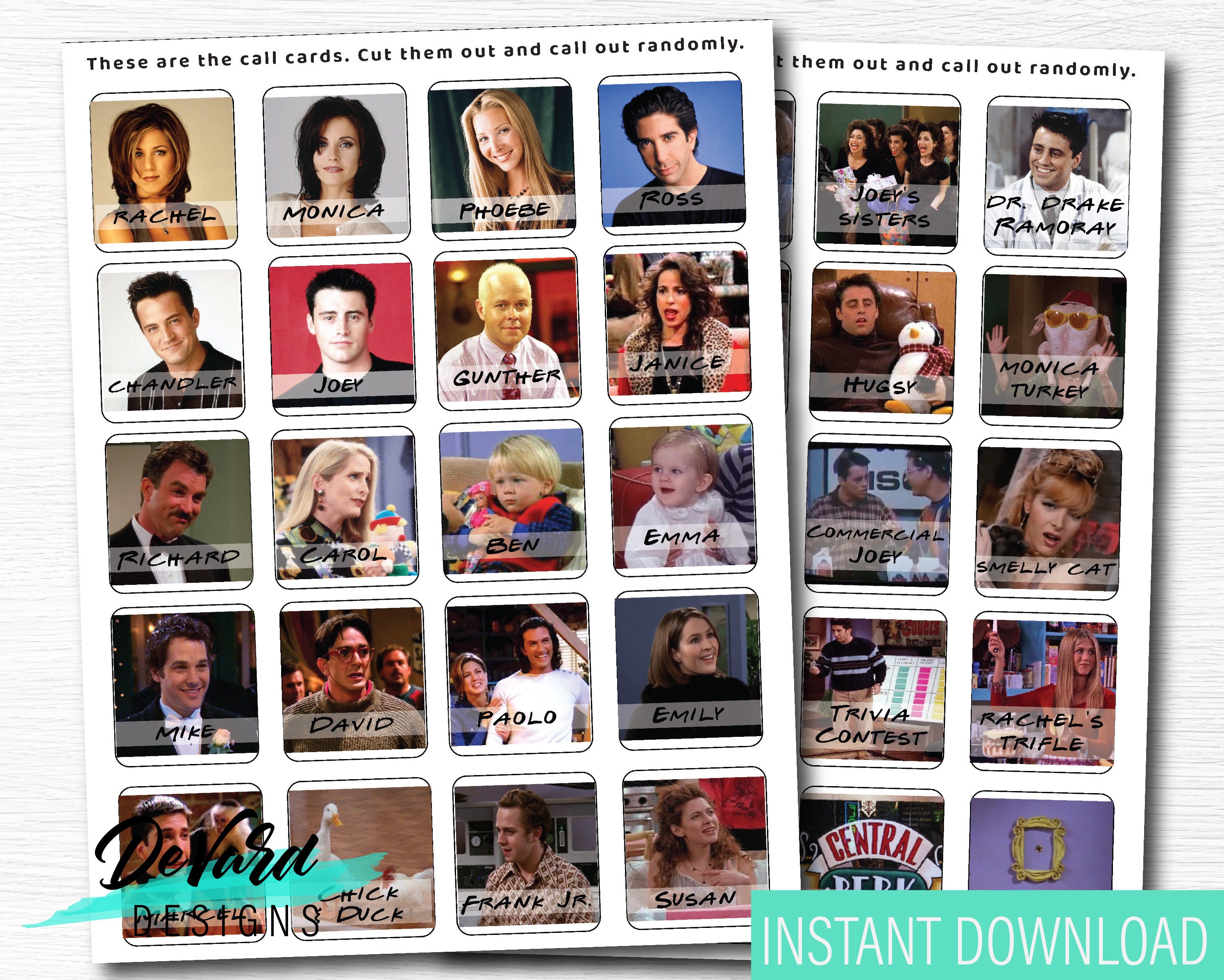 Friends Show Bingo Game Set of 15 Cards Call Cards - Etsy