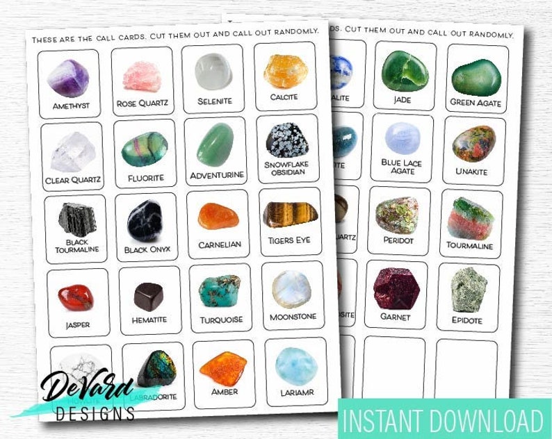 Gemstone Crystal Bingo Game: Printable Activity (digital Download) - Etsy