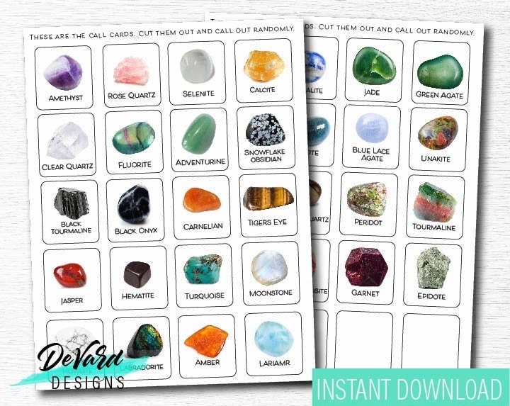 Gemstone Crystal Bingo Game: Printable Activity (digital Download) - Etsy