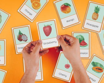 Printable Fruit Flashcards – 20 Cute & Educational Fruit Cards for Kids ...