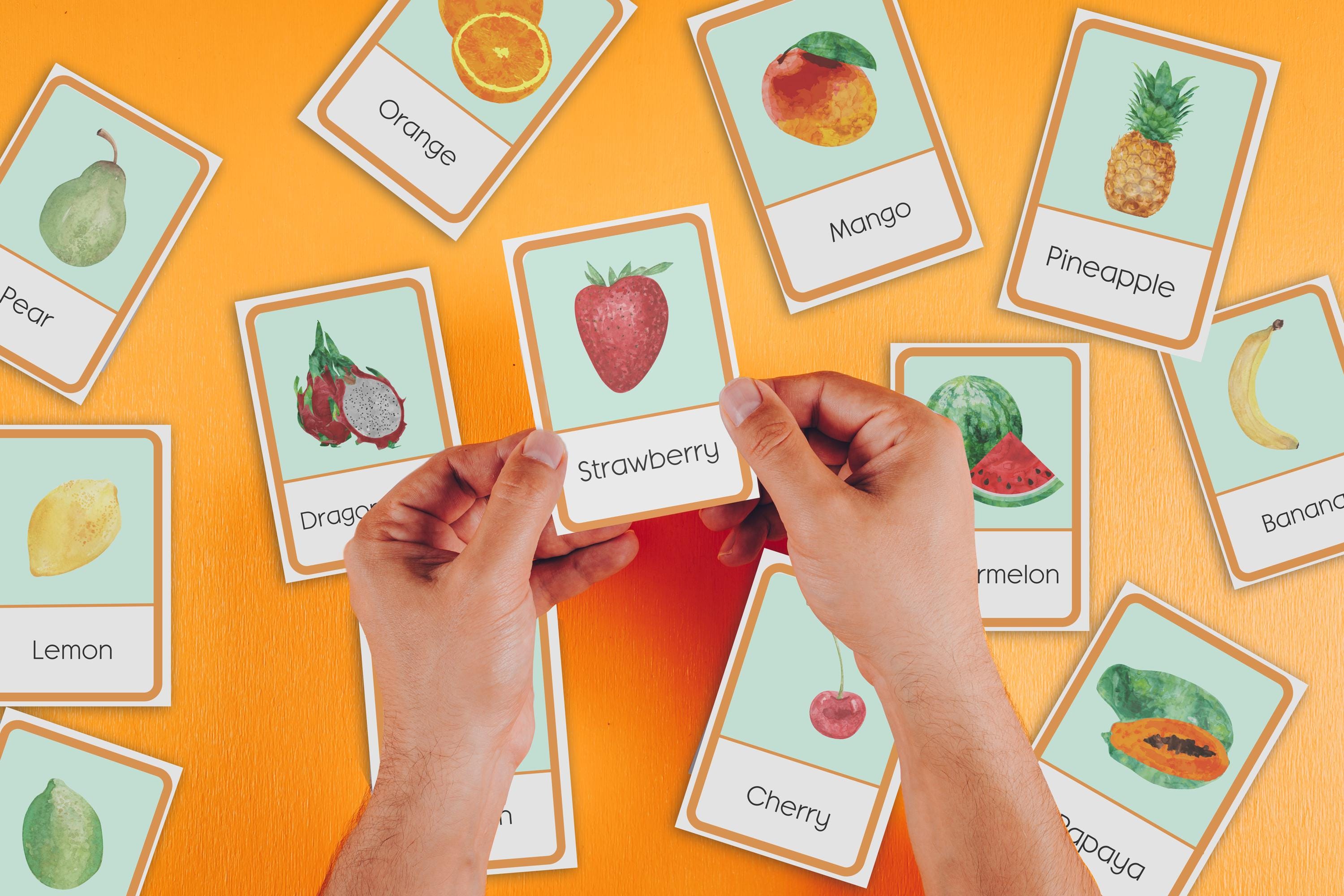 Printable Fruit Flashcards – 20 Cute & Educational Fruit Cards for Kids ...