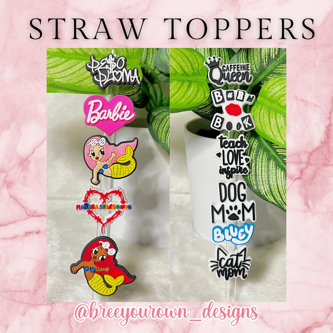Straw Toppers | FAST Shipping | Peso Pluma | Karol G | Barbie | Bluey ...