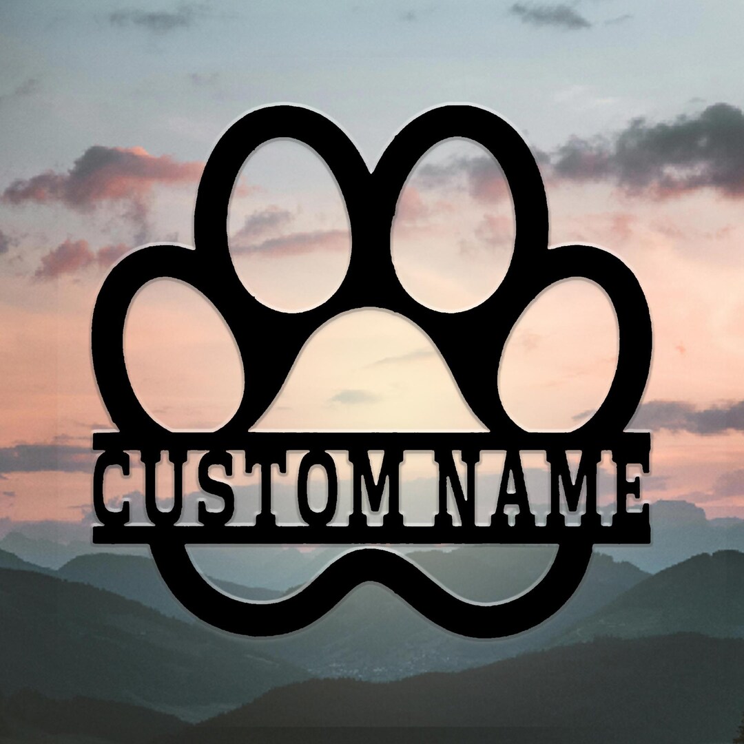 Custom Dog Paw Metal Wall Sign, Pet House Wall Decor, Dog Name Sign ...