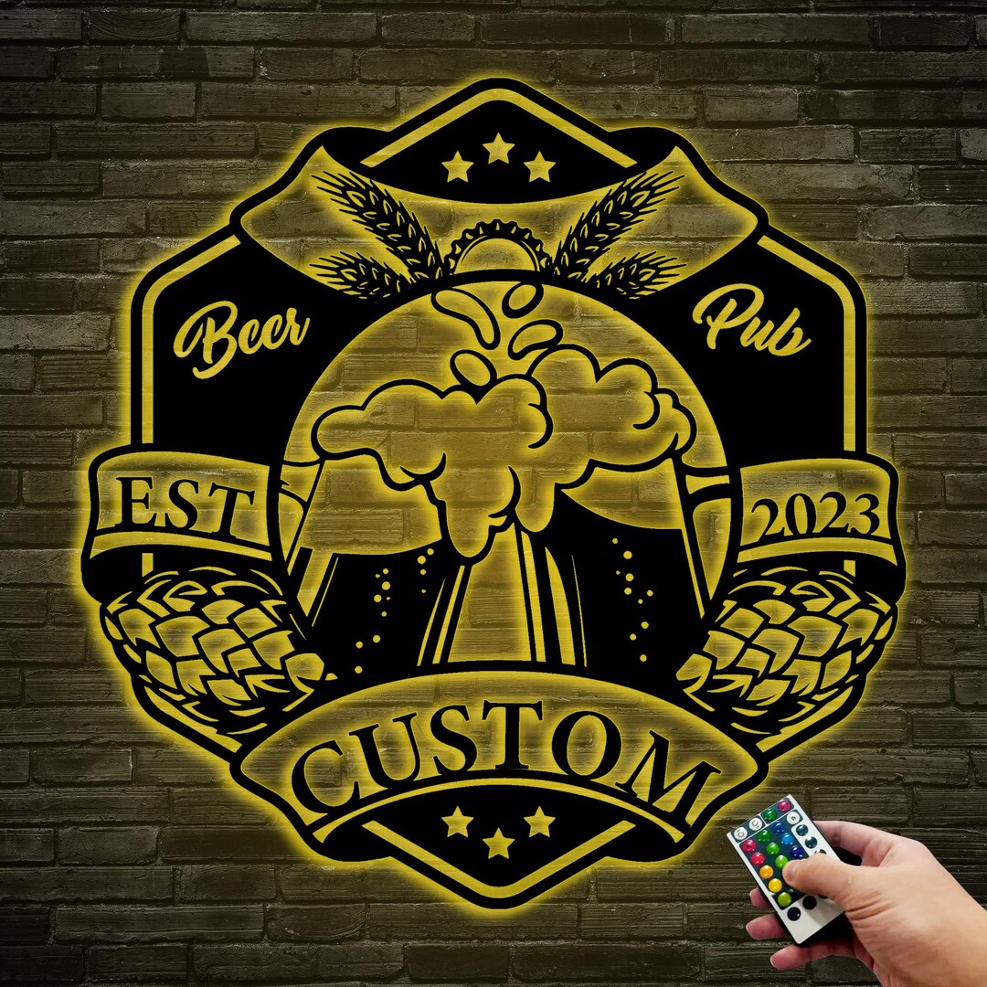 Custom Bar Sign, Led Light-up Metal Wall Art for Bar Pub, Beer Metal ...