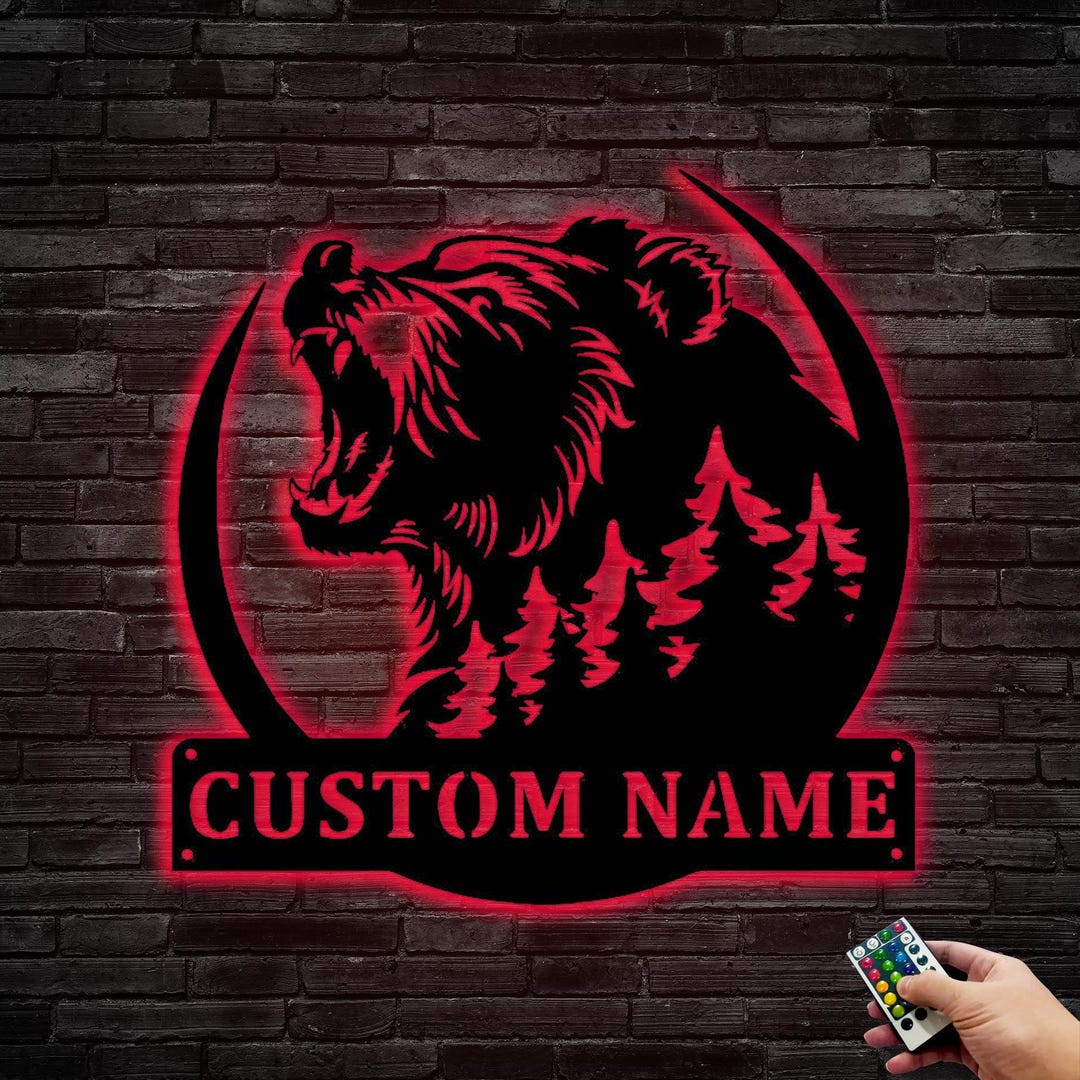 Custom Roaring Bear Sign, Bear Metal Sign,great Outdoor Decor,bear in ...