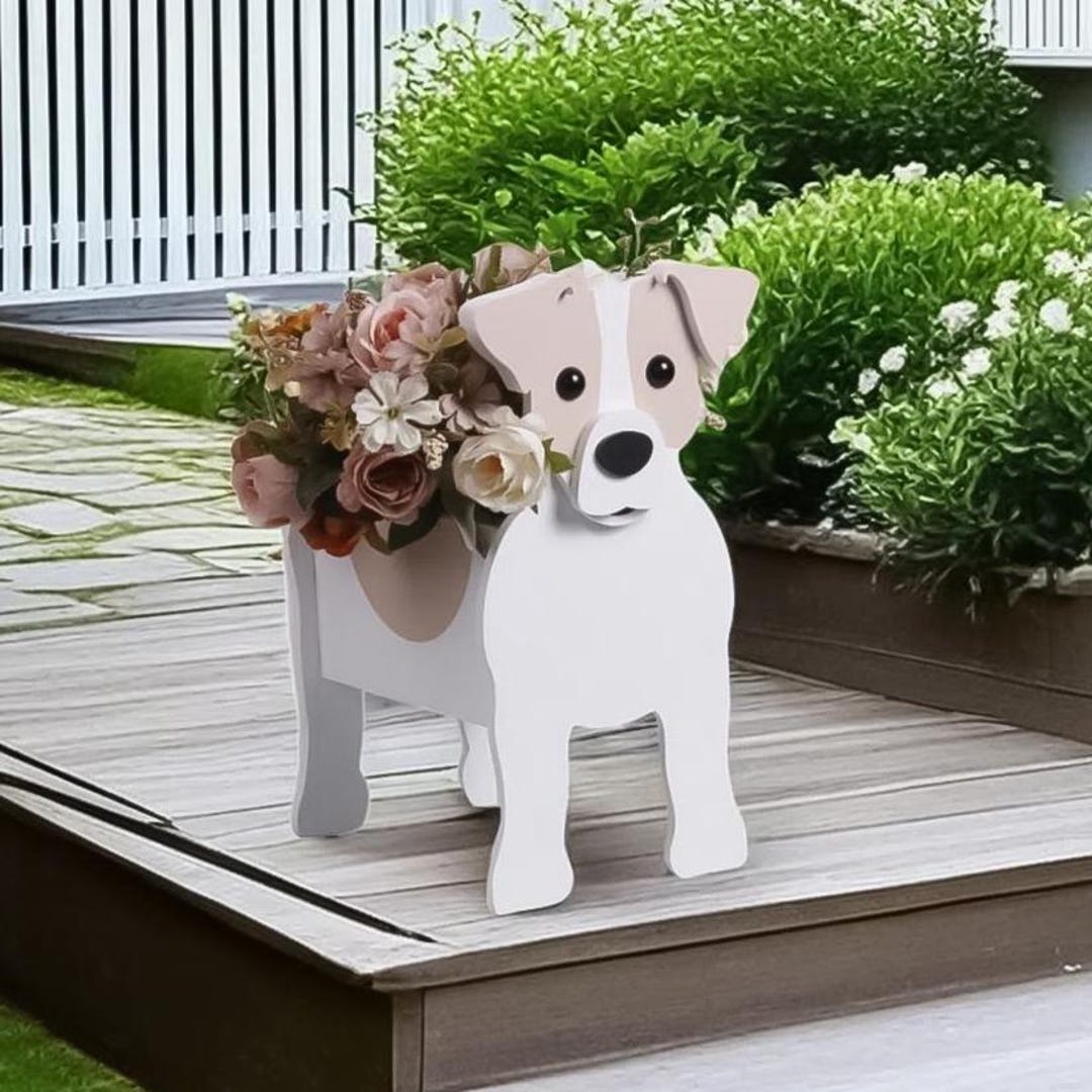 Dog-shaped Flower Pot，jack Russell Terrier Decorations, Unique Garden ...