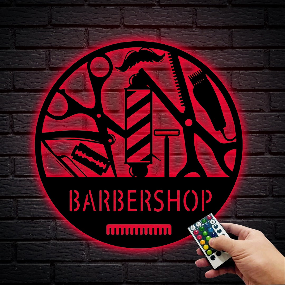 Barber Shop Metal Wall Art Custom Barber Shop Sign - Etsy