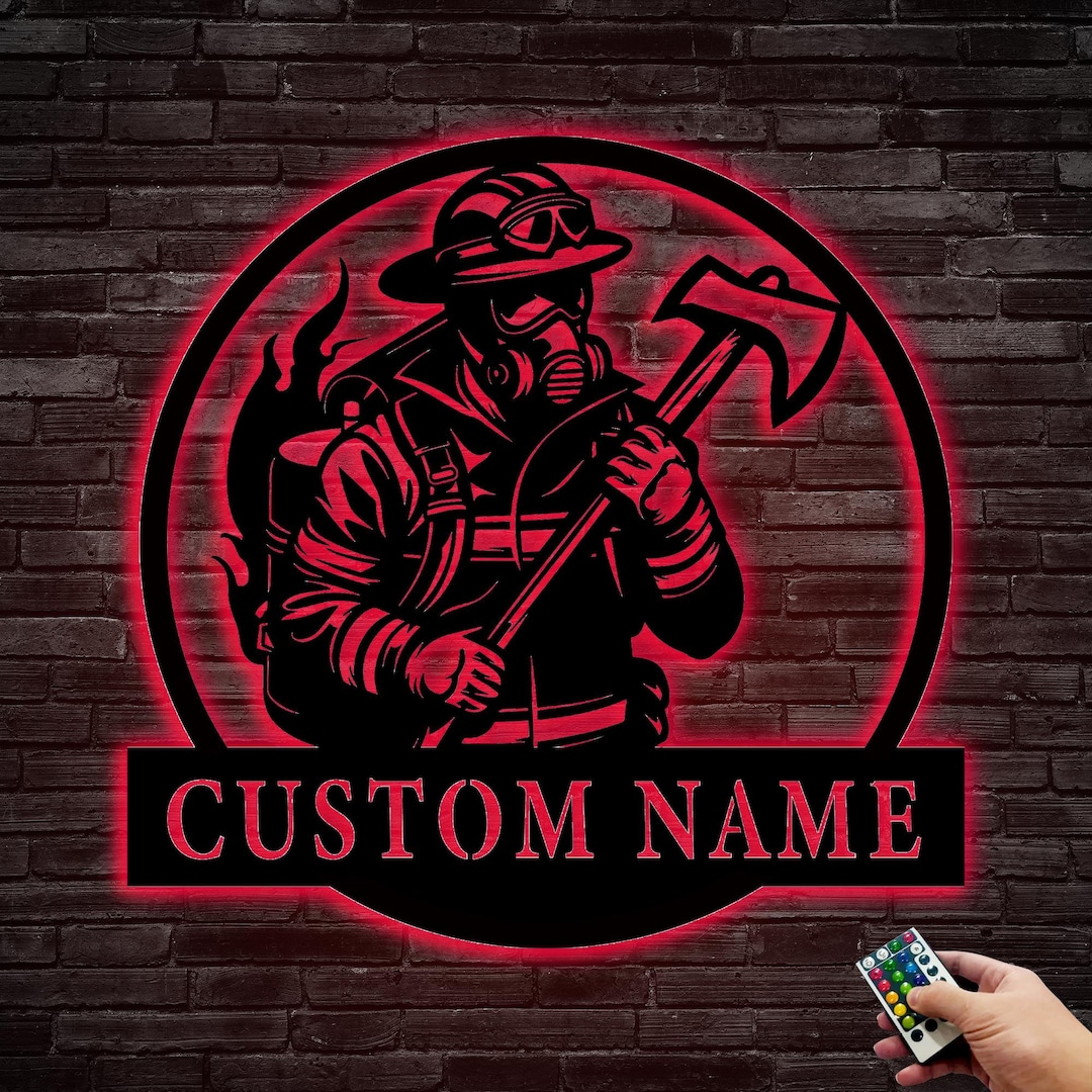 Personalized Firefighter Metal Wall Sign, Gift for Firefighters ...