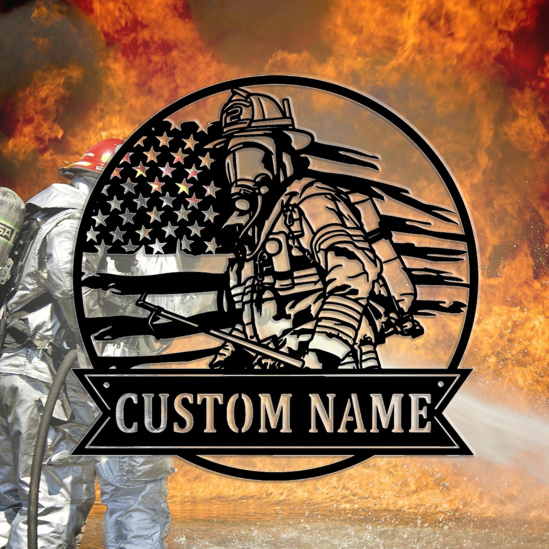 Personalized Firefighter Metal Wall Sign, Gift for Firefighters ...