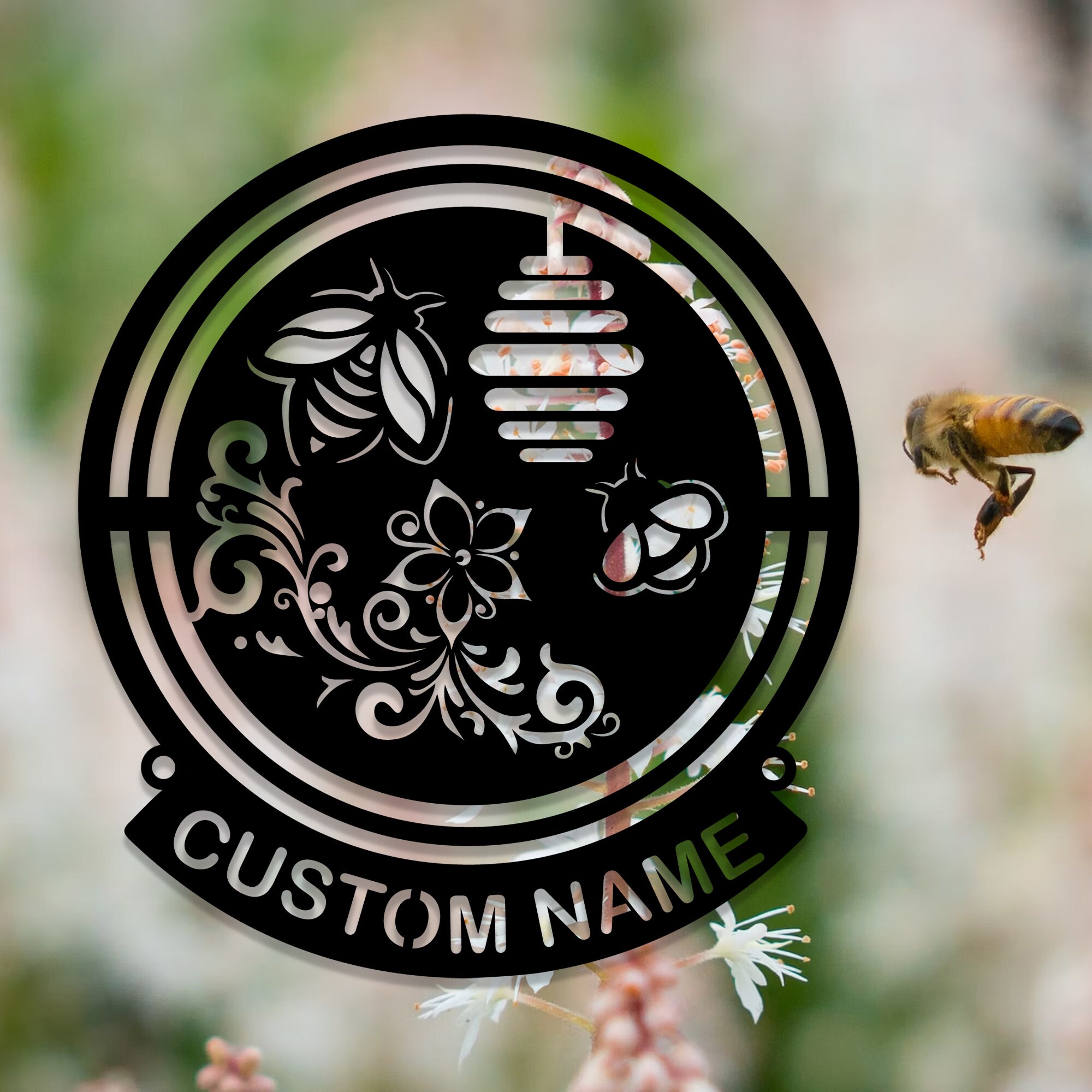 Custom Metal Honey Bee Sign, Honey Bee Metal Wall Art, Outdoor Patio ...