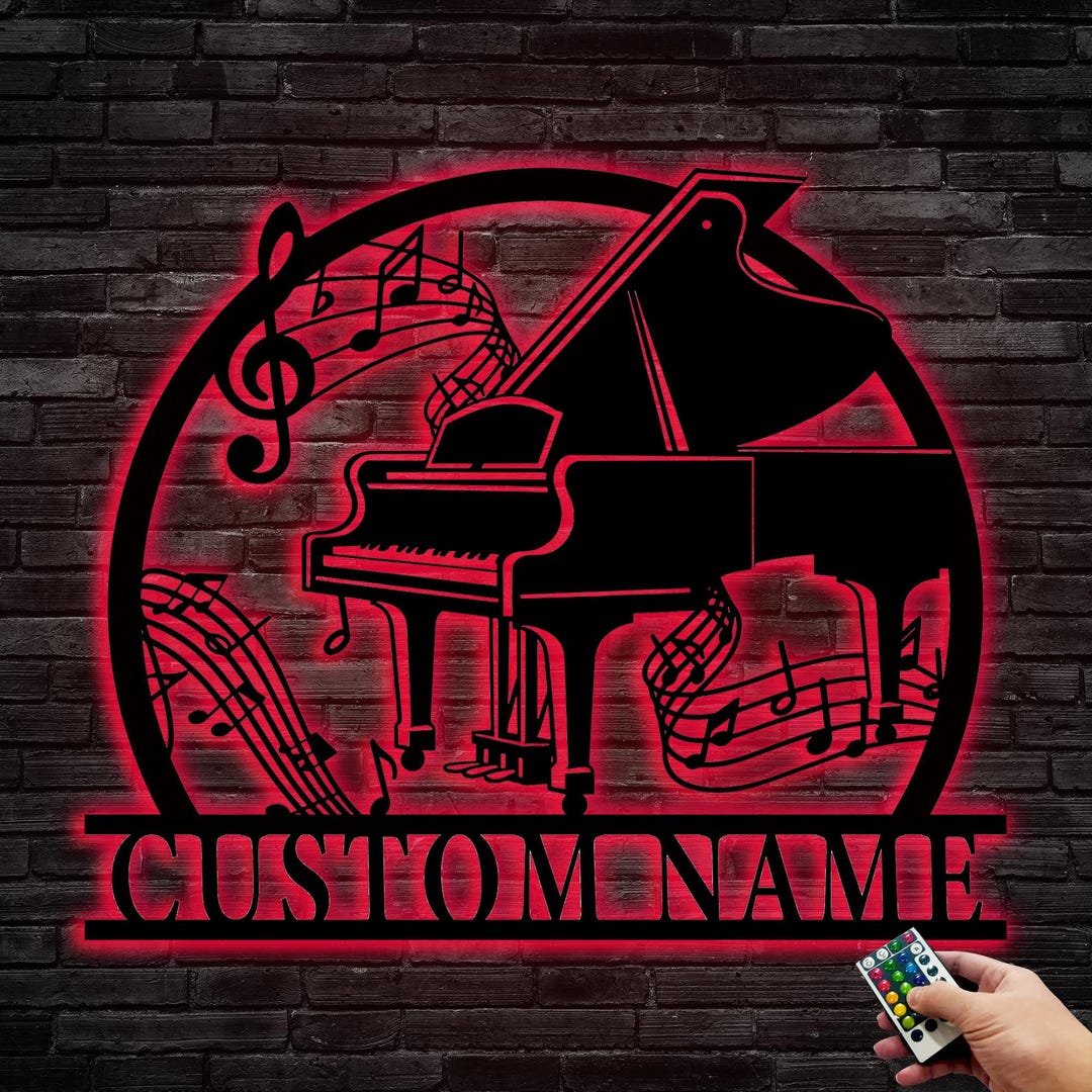 Custom Musical Room Metal Sign Art,custom Piano Teacher Name Sign,piano ...