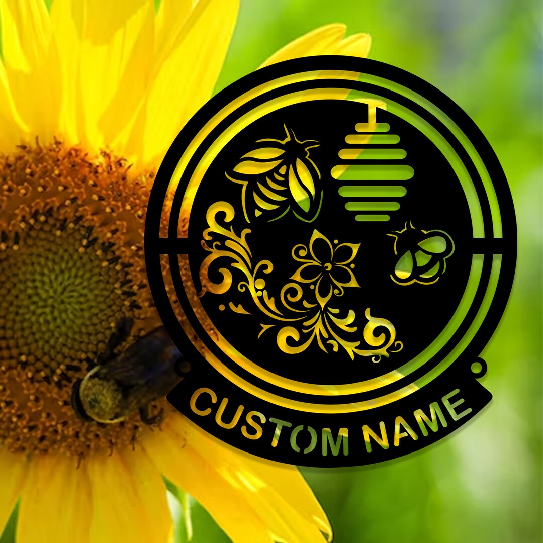 Custom Metal Honey Bee Sign, Honey Bee Metal Wall Art, Outdoor Patio ...
