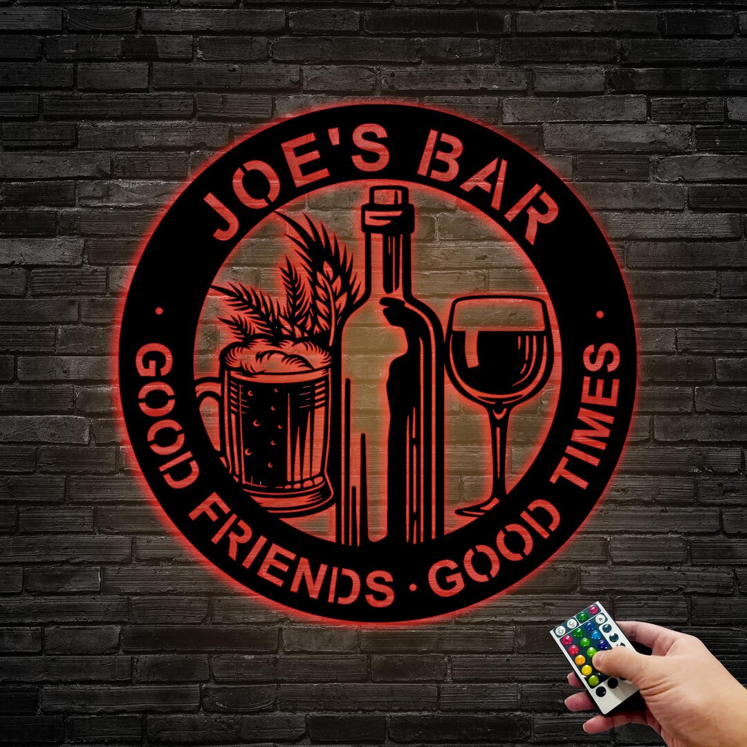 Custom Bar Sign, Led Light-up Metal Wall Art for Bar Pub, Beer Metal ...