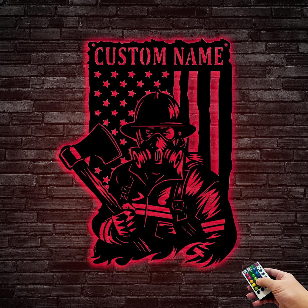 Personalized Firefighter Metal Wall Sign, Gift for Firefighters ...