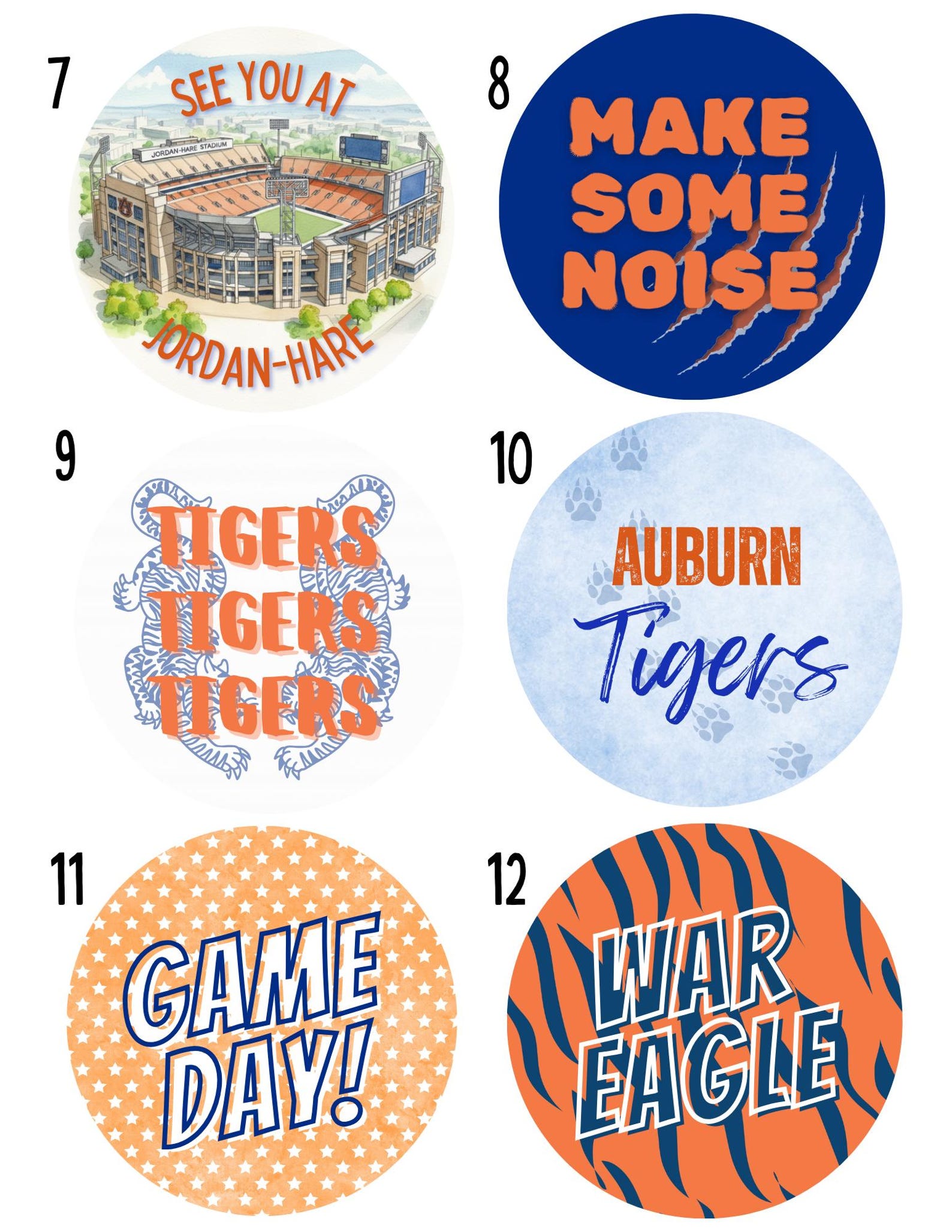 Auburn University Inspired Game Day Pins / Buttons - 3 Inch - Etsy