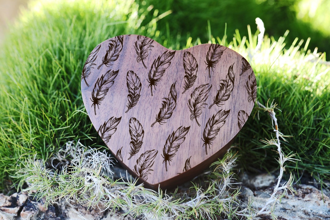 Feather Engraved Walnut Wedding Ring Box: Bird Lover Gift - Etsy