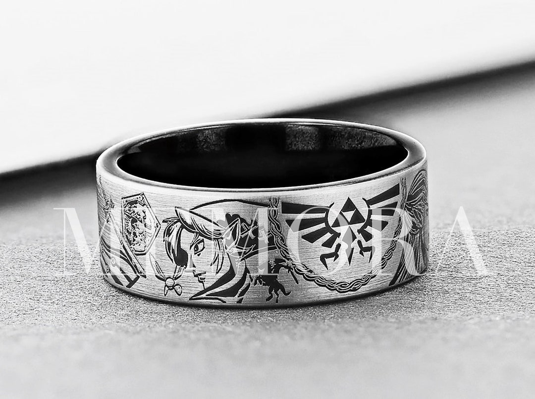 Elf Ring, Gamer Ring, Silver Tungsten Ring, Triforce Ring, Retro Gamer ...