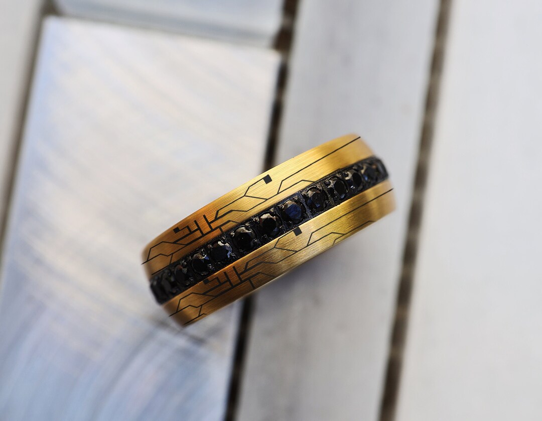Gold Tungsten Circuit Board Wedding Band: Programmer Ring, Custom ...