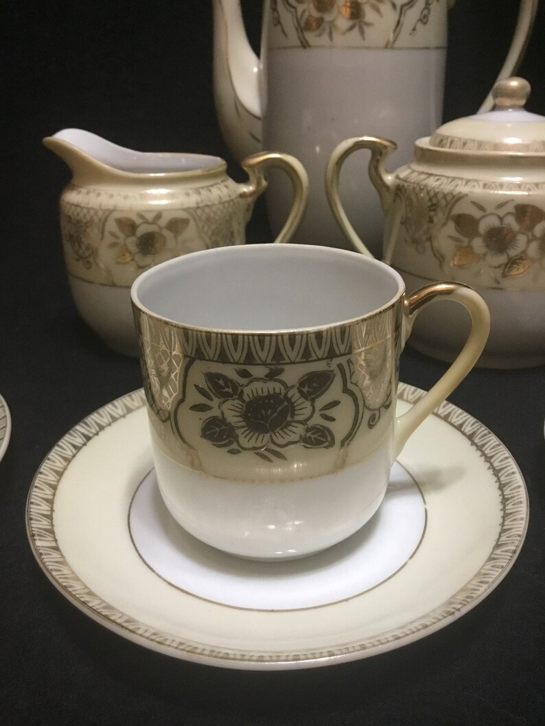 Chikaramachi/ Noritaki Porcelain Tea Set With Gold Trim - Etsy