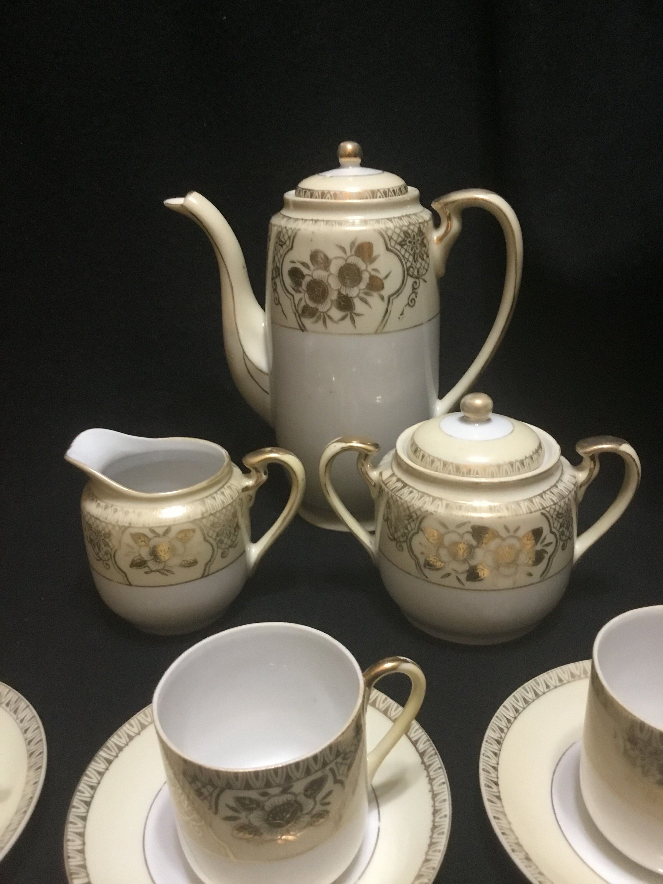 Chikaramachi/ Noritaki Porcelain Tea Set With Gold Trim - Etsy