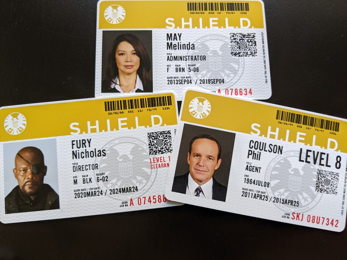 Agents of S.H.I.E.L.D. Prop ID Cards Screen Accurate - Etsy