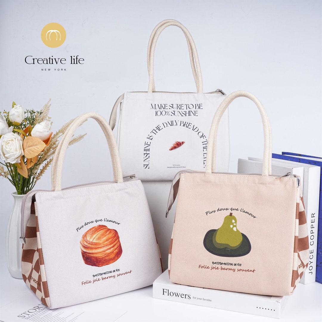 NEW Croissant/bread/pear Insulated Lunch Bag With Heat Insulated ...