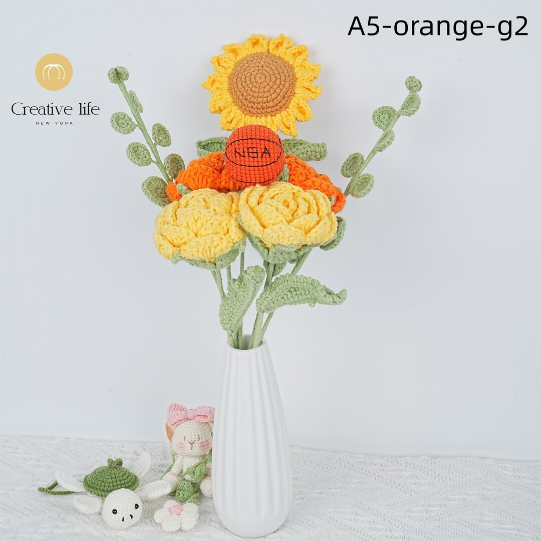 Handmade Crochet Rugby/basketball Bouquet Knitted Roses - Etsy