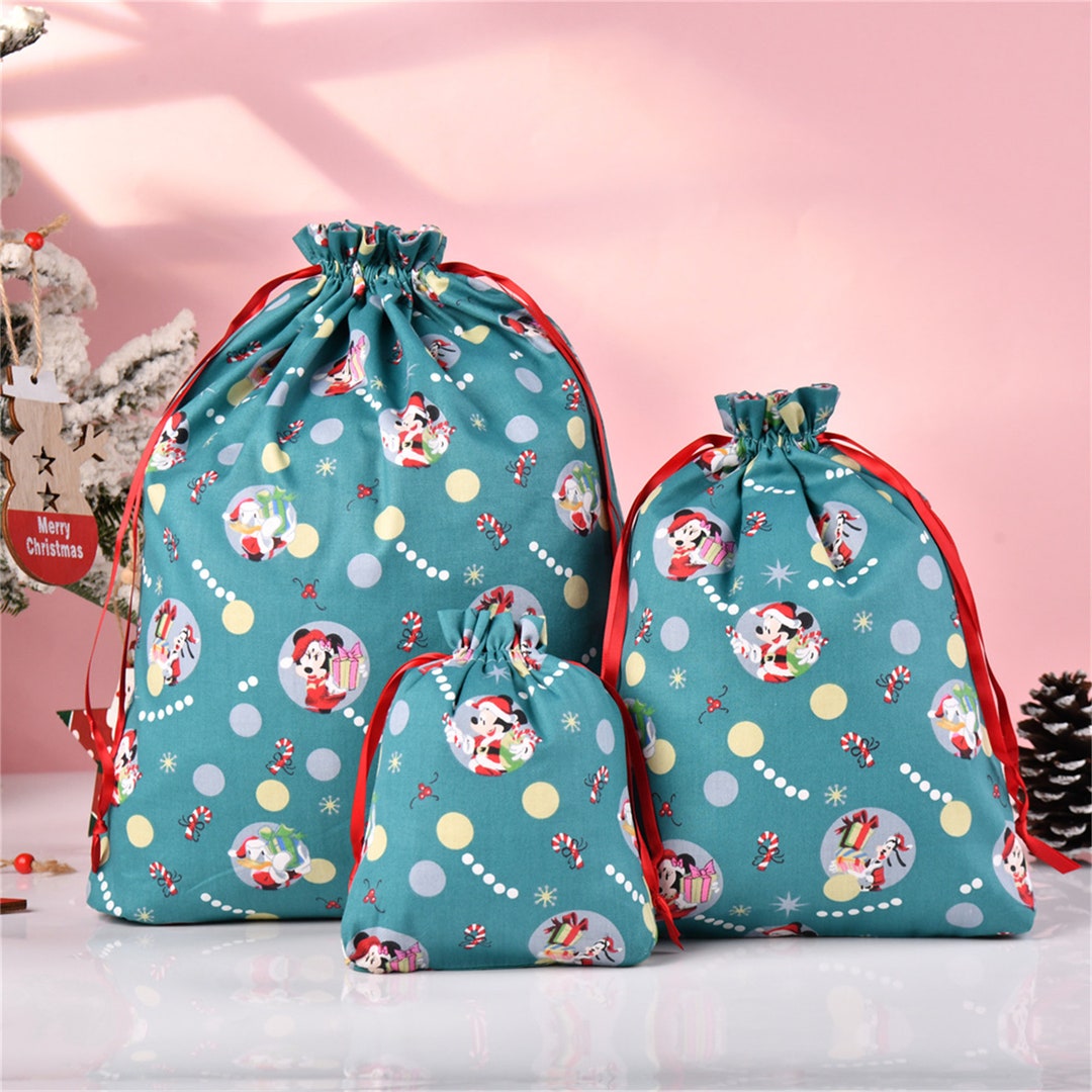 Mickey Mouse Gift Bag,green Drawstring Storage Bag,handmade Gift Wrap ...