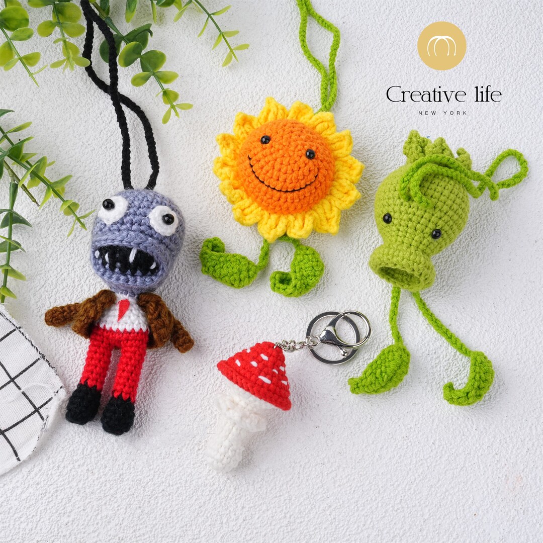 NEW Handmade Crochet Plants Vs. Zombies, Cute Car Pendant/keychain ...