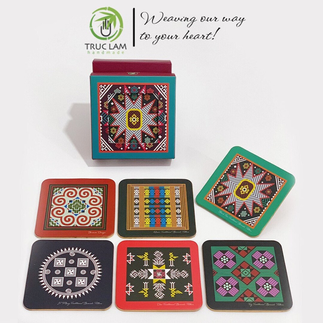 Handmade Plywood Dinks Coasters Set 6 Vietnam Themes Souvenir 2mm Thick ...