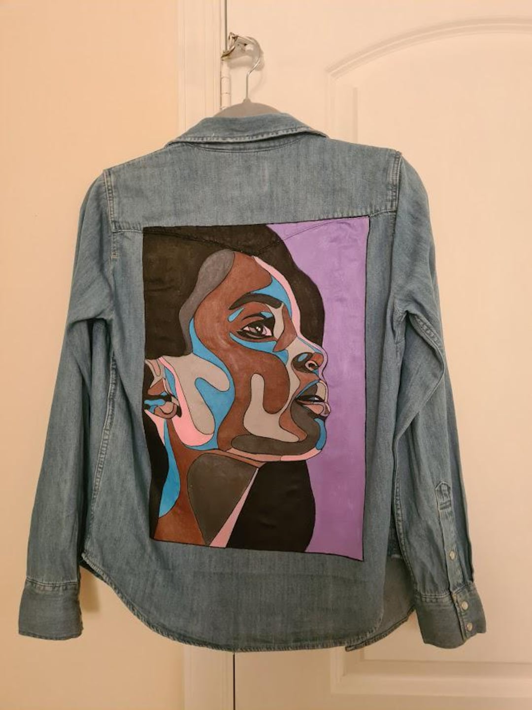 Custom Hand-painted Denim Shirt - Etsy