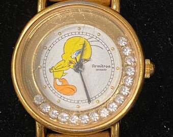 Tweety Bird on a Womens or Girls Rectangular Silver Italian Charm Watch ...