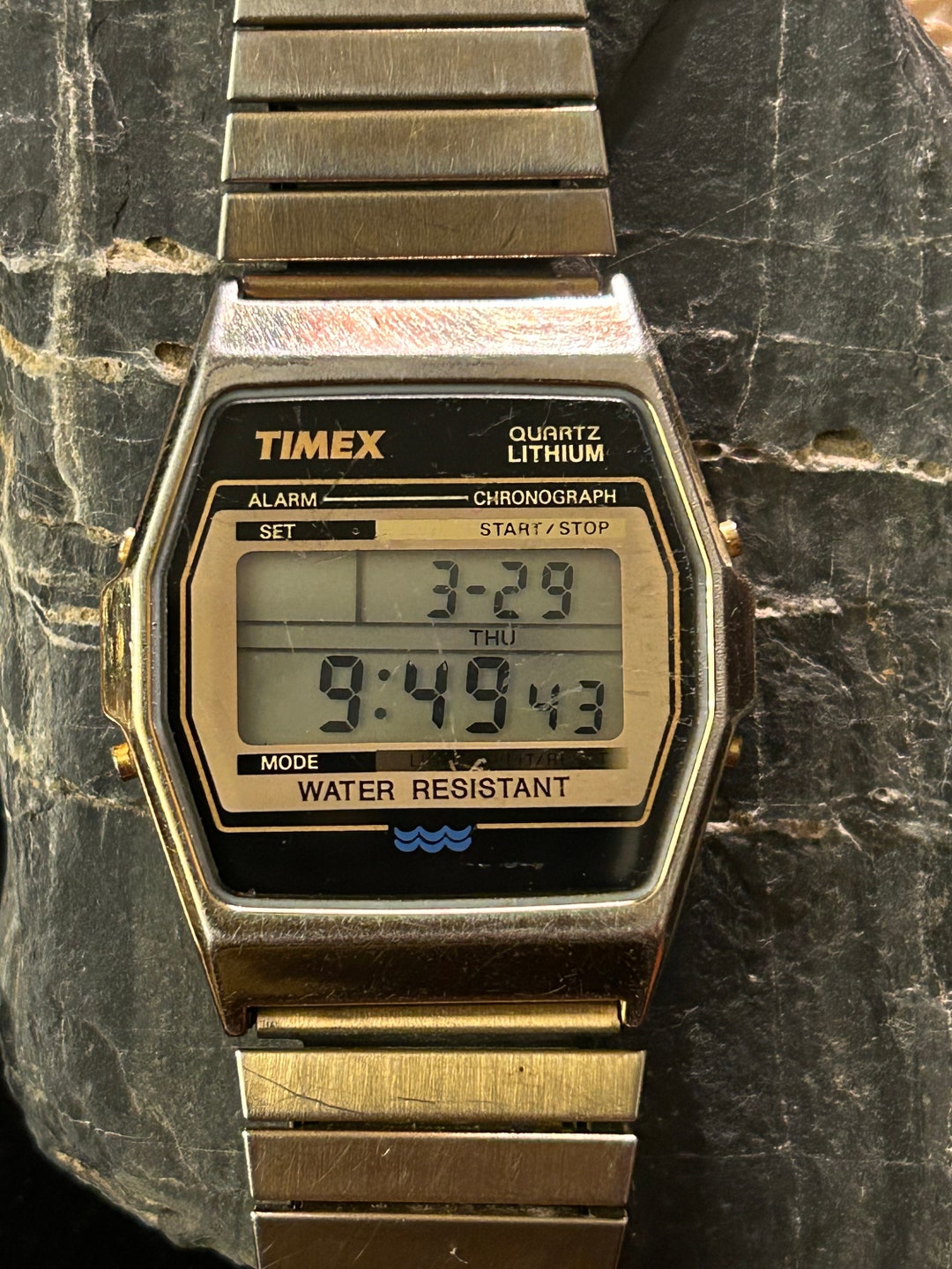 Vintage Timex Quartz Lithium Digital Mens Watch Gold Tone - Etsy