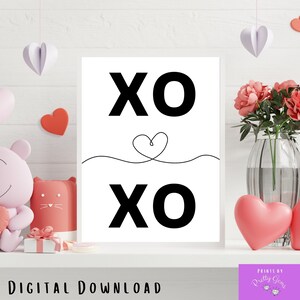 XO Wall Art Print XO Heart Printable Instant Download - Etsy
