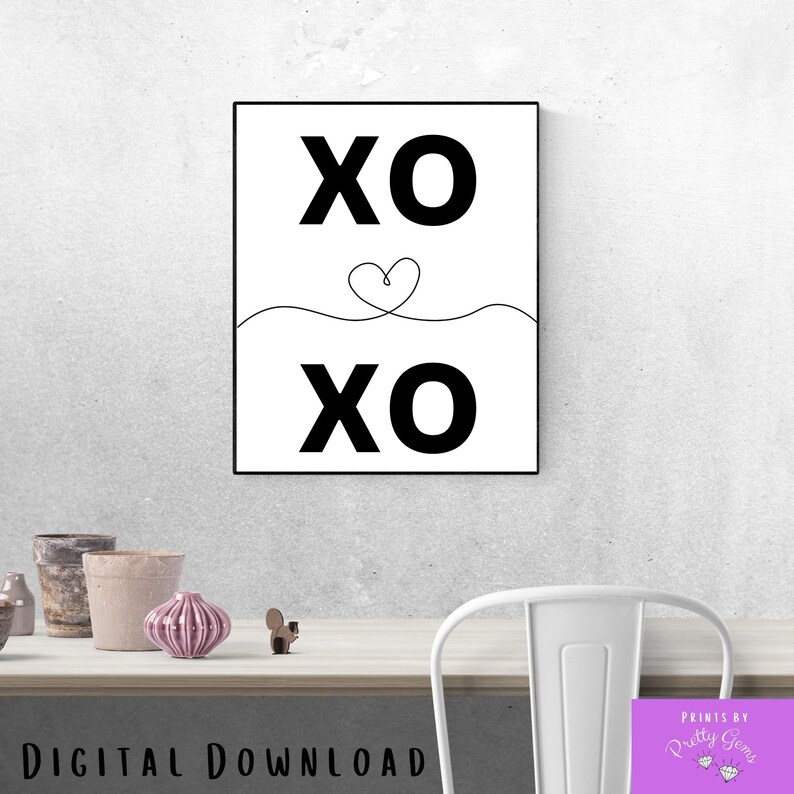 XO Wall Art Print XO Heart Printable Instant Download Printable Home ...
