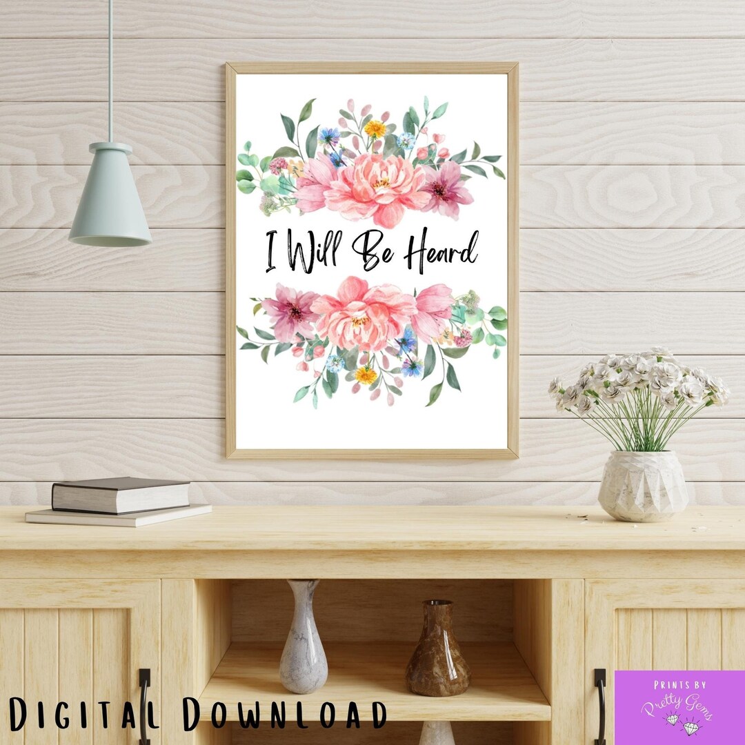 Inspirational Digital Print Motivational Flowers Quote Pink and Green ...